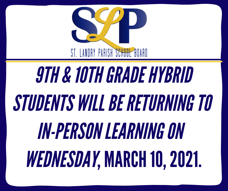 Remaining SLPSB hybrid students returning to in-person learning ...