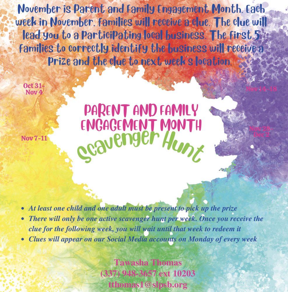 Parent & Family Engagement Month Scavenger Hunt | Cankton Elementary School