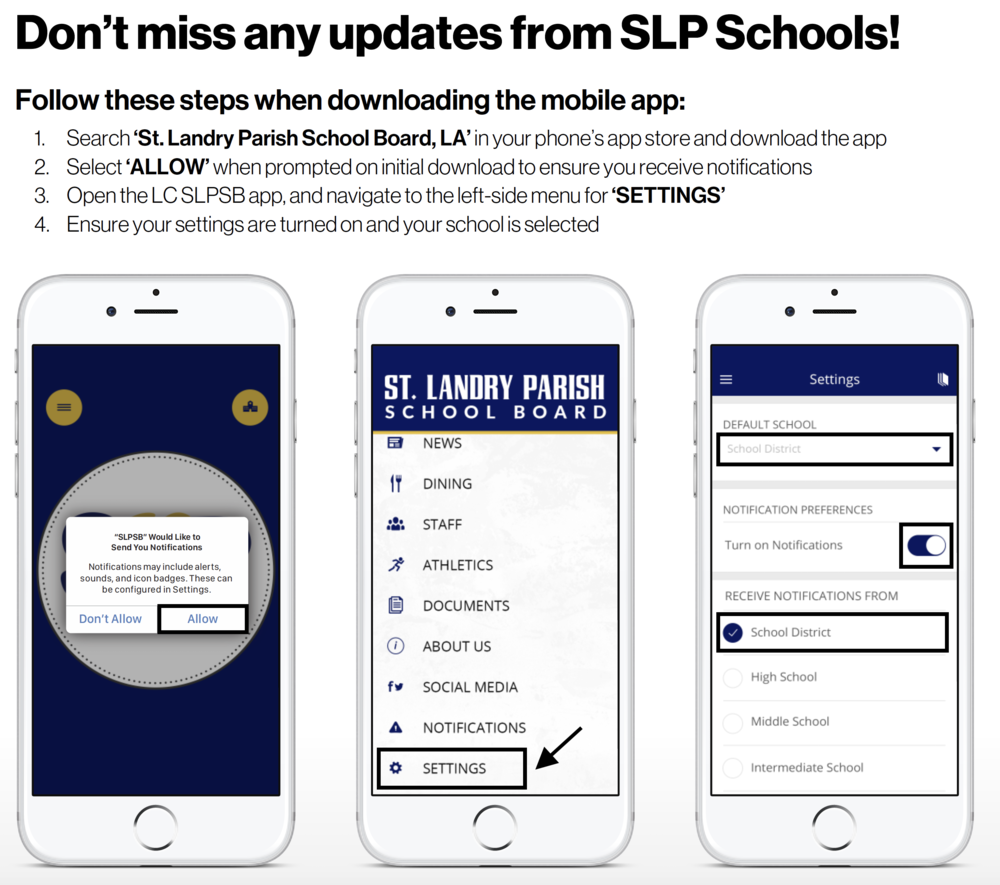 Don't miss out on SLP and school notifications! | Arnaudville Middle School