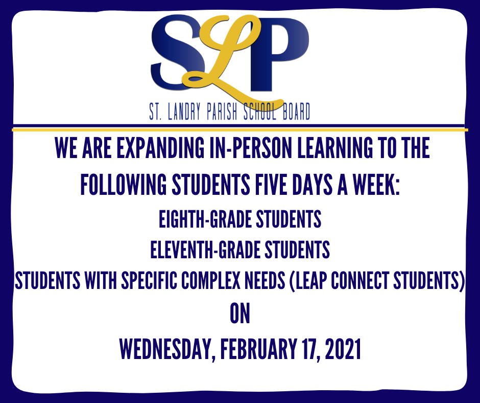 SLPSB EIGHTH AND ELEVENTH GRADE STUDENTS SET TO ATTEND SCHOOL FACE-TO ...